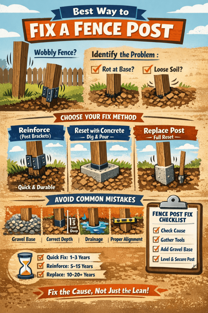 Best Way to Fix a Fence Post (Complete Guide)